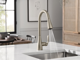 Georgene Chrome one-handle high arc pulldown kitchen faucet – Moen