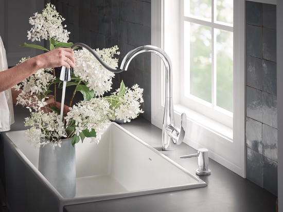 Reyes One-Handle High Arc Pulldown Kitchen Faucet – Moen