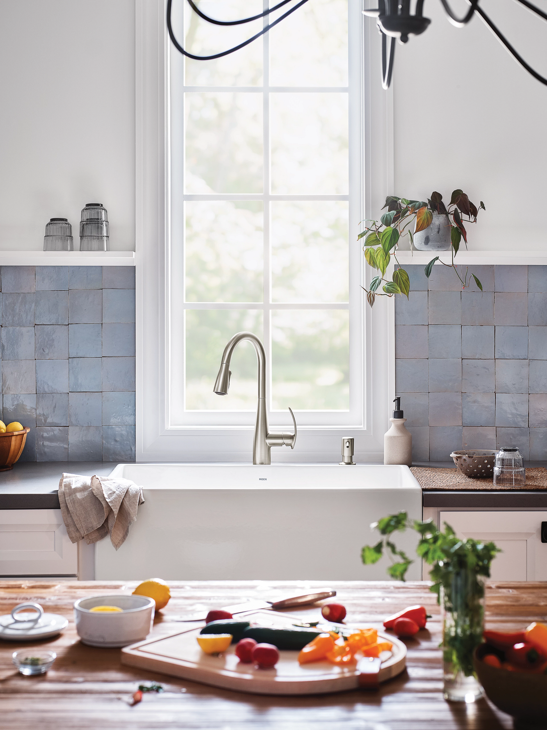 Reyes One-Handle High Arc Pulldown Kitchen Faucet – Moen